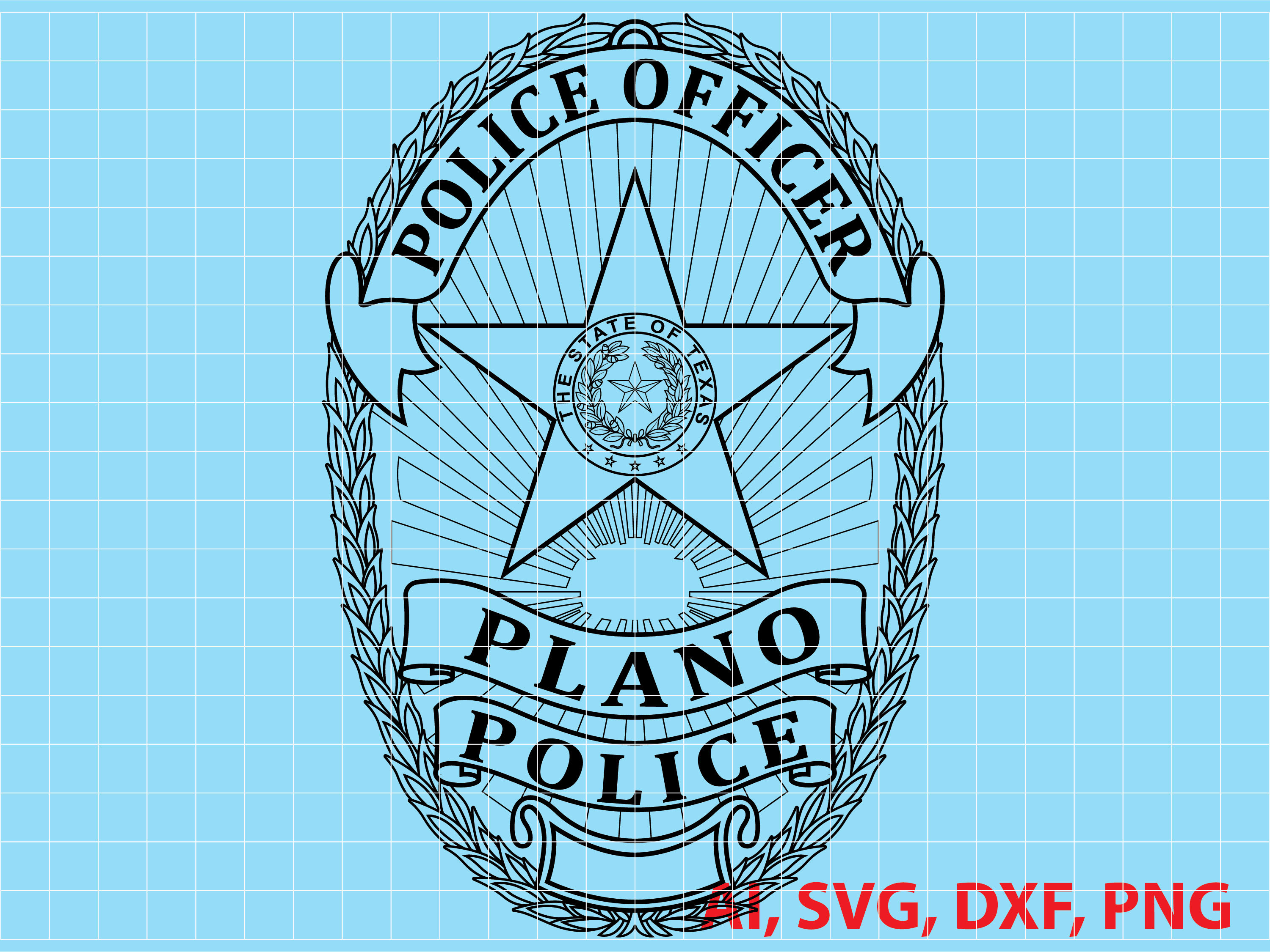 State of Texas Plano Police Officer Badge Seal Logo Custom - Etsy