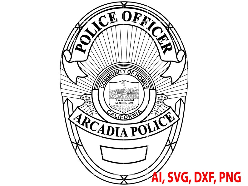Arcadia Police Officer Badge Logo Seal Custom Ai Vector - Etsy