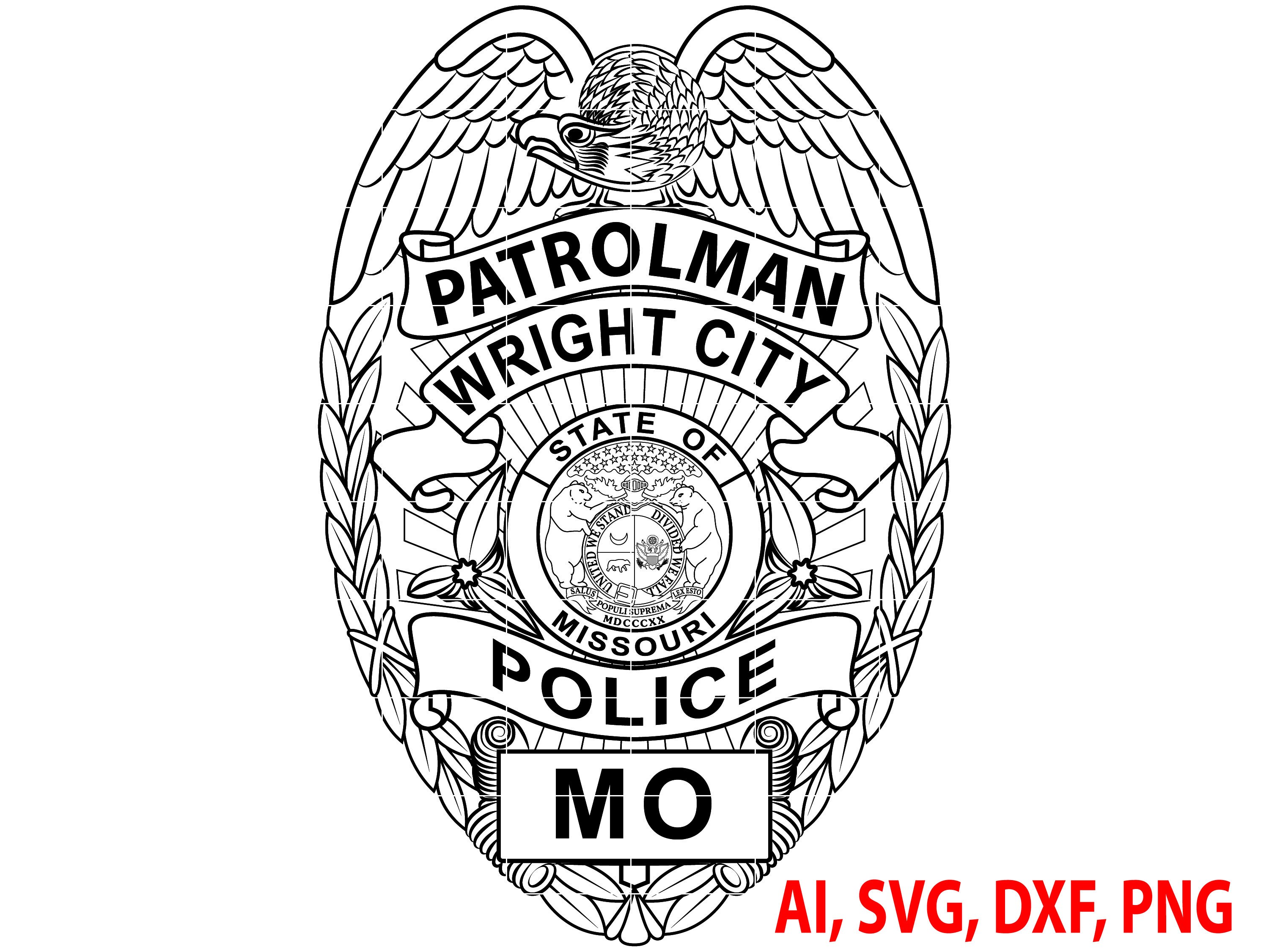 Wright City Police Patrolman Badge, Logo, Seal, Custom, Ai, Vector, SVG ...