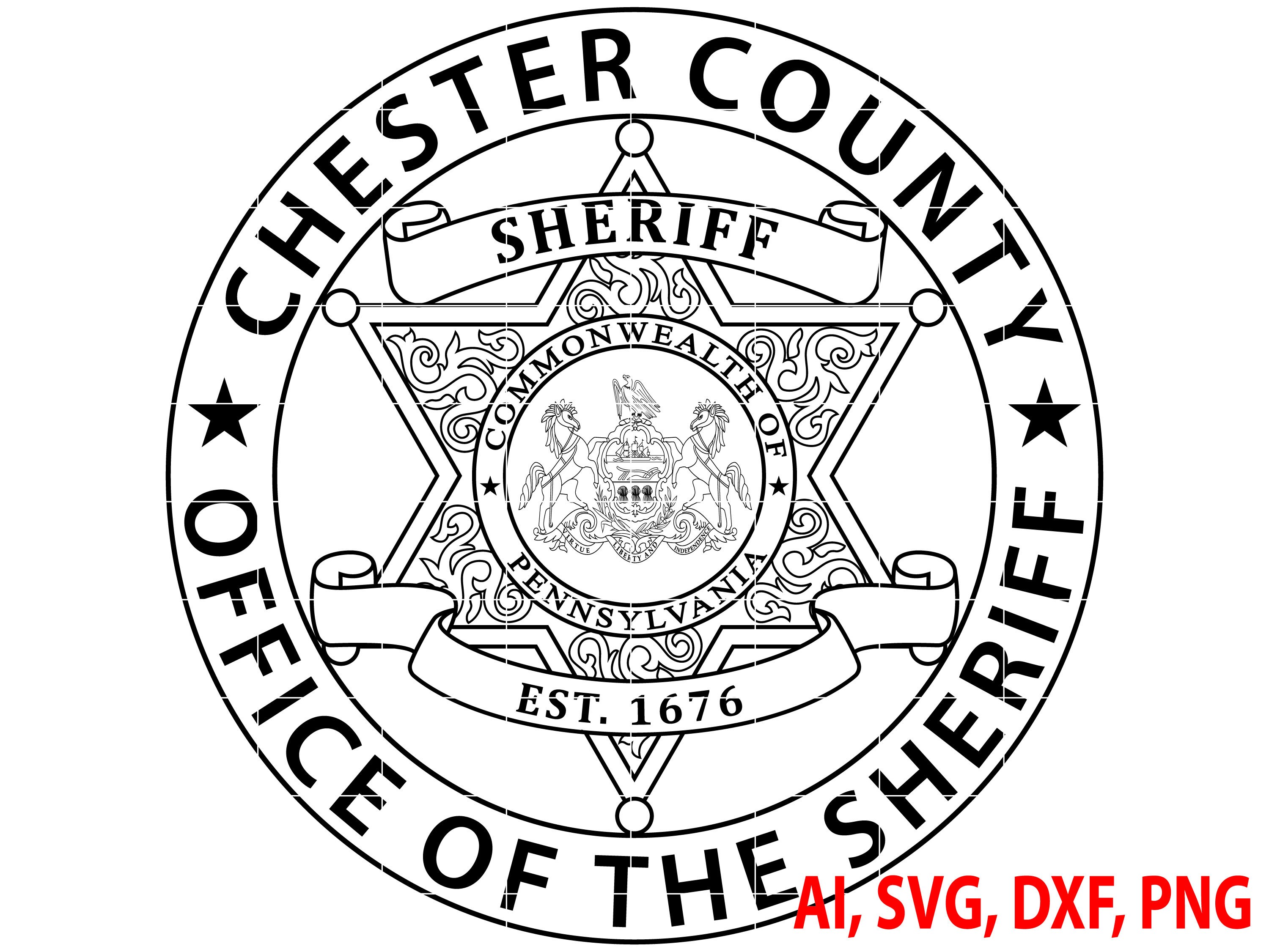 Chester County Sheriff Badge Vector Logo (digital) - Etsy