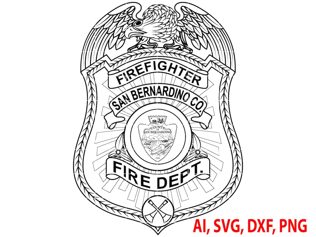 San Bernardino Firefighter Badge, Logo, Seal, Custom, Ai, Vector, SVG ...