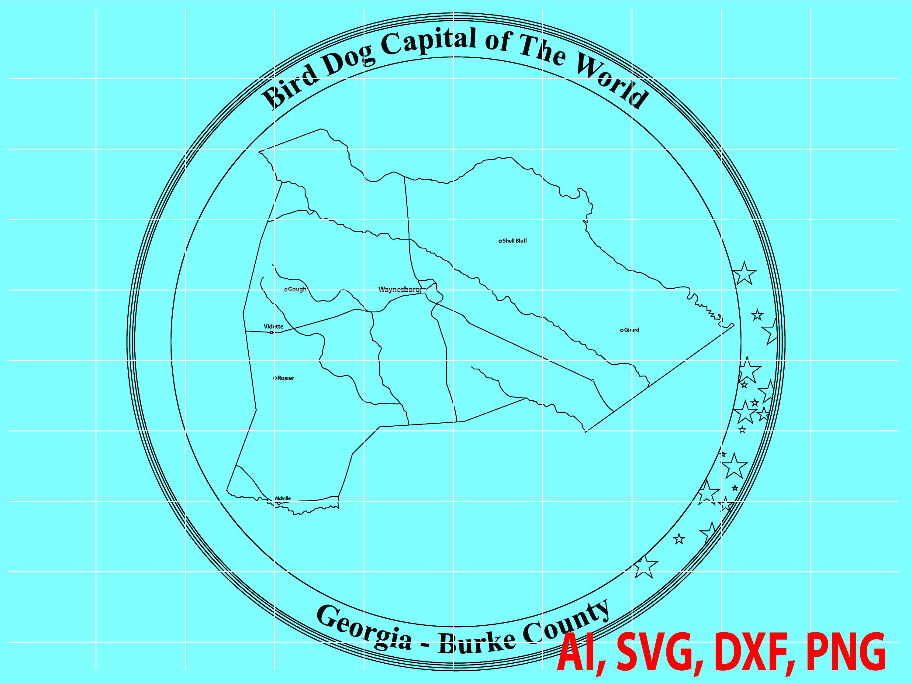 Georgia Burke County Map Custom, Ai, Vector, SVG, DXF, PNG, Digital - Etsy