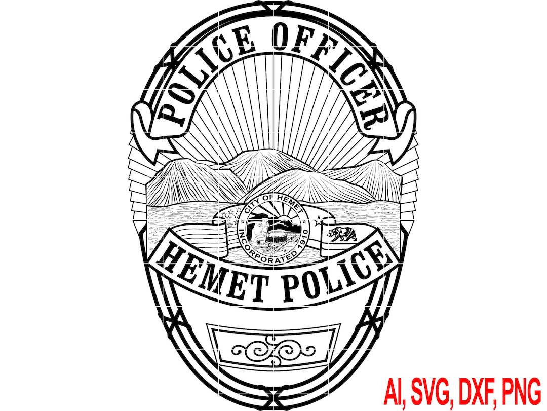 City of Hemet Police Officer Badge Custom, Ai, Vector, SVG, DXF, PNG ...
