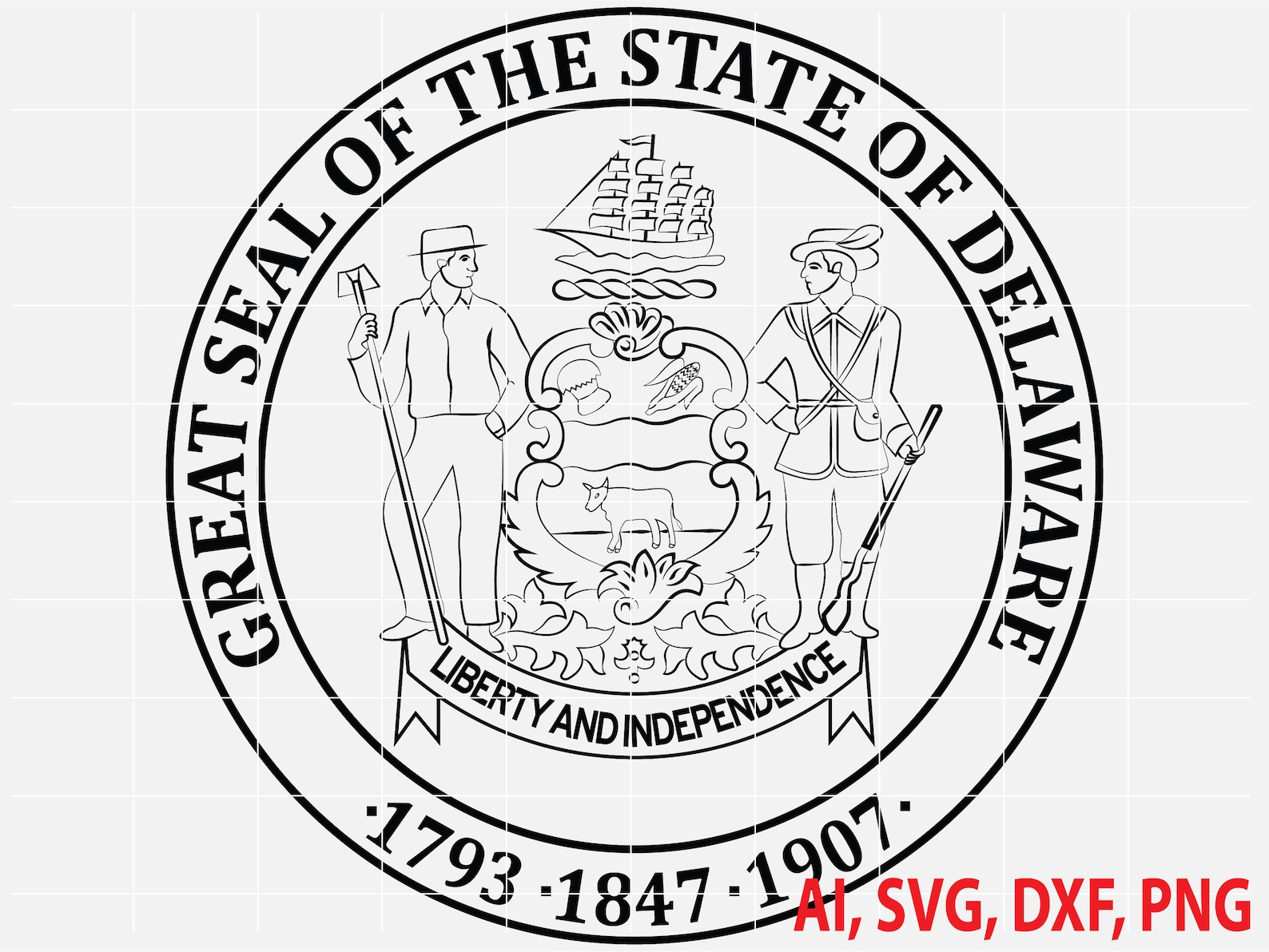 The Great Seal of the State of Delaware Badge Logo Seal - Etsy