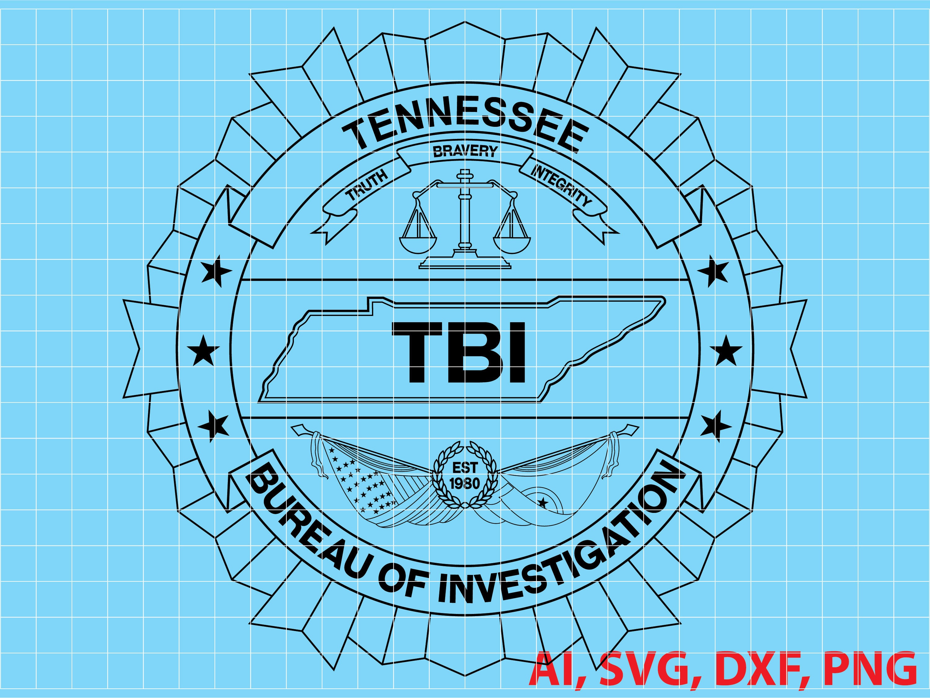 Tennessee Bureau of Investigation Logo, Seal, Badge, Custom, Ai, Vector ...