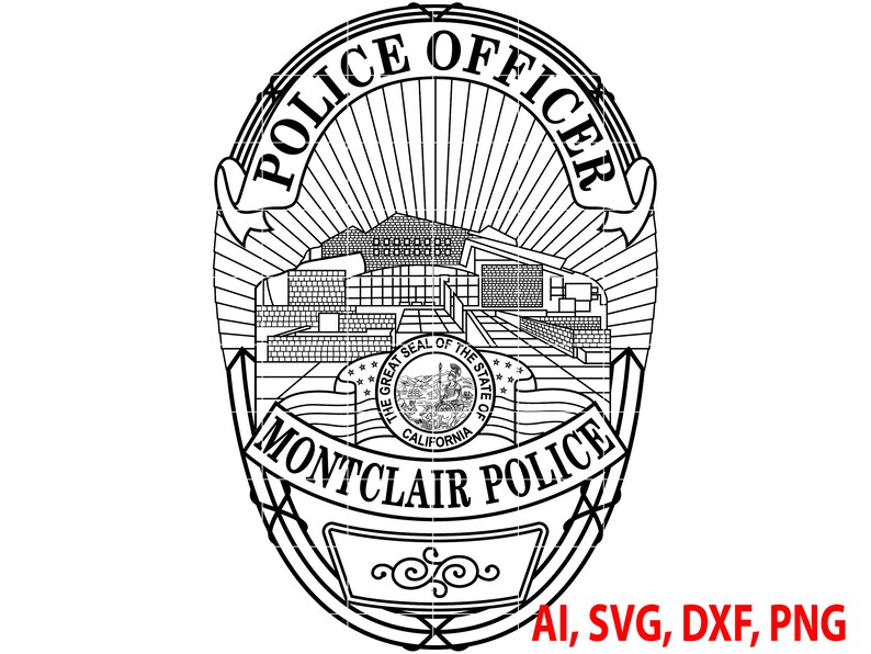 Montclair Police Officer Badge Vector File for CNC Router, Vinyl ...