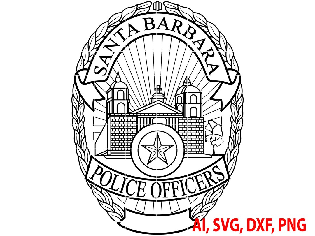 Police Badge, Santa Barbara Police Officer Badge, Logo, Seal, Custom ...