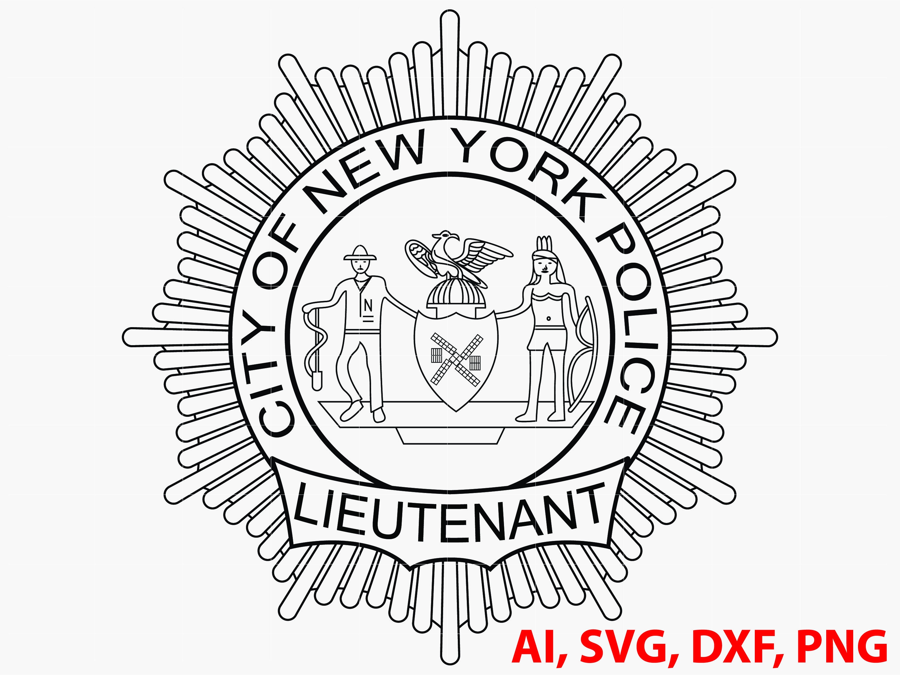 New York Lieutenant Police Badge Logo Seal Custom Ai - Etsy