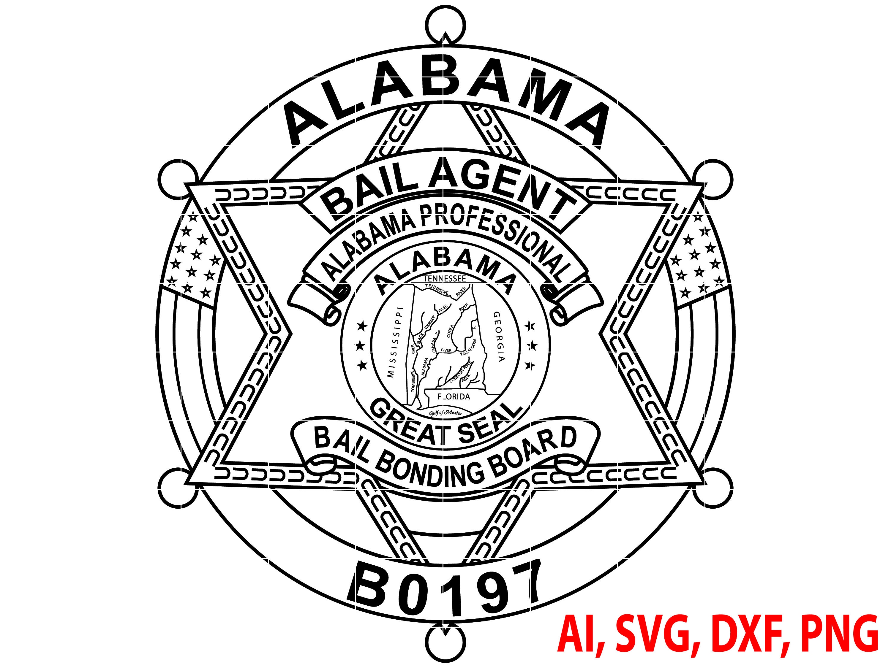 Alabama Bail Bonding Board Bail Agent Badge, Logo, Seal, Custom, Ai ...