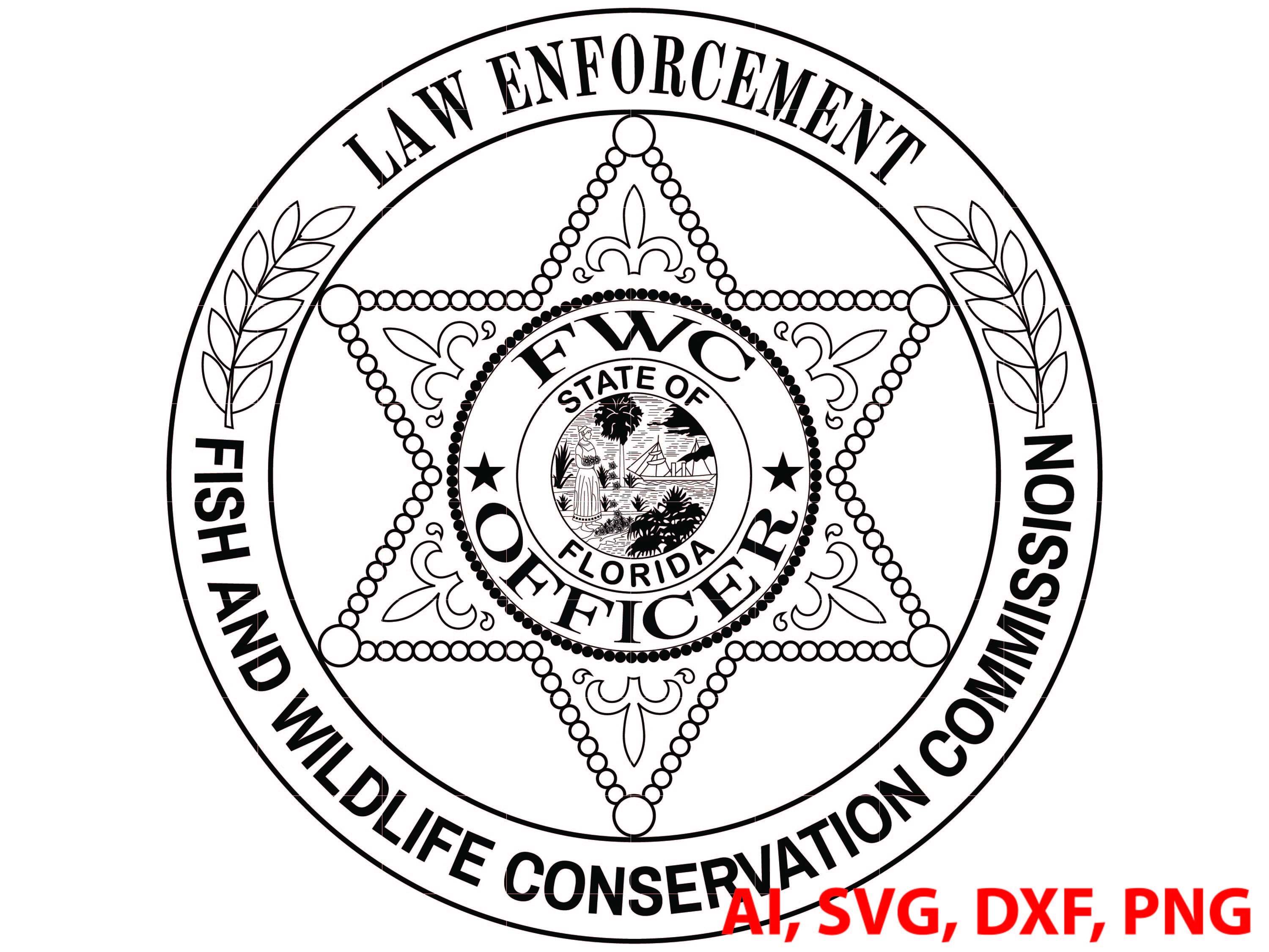 Florida FWC Law Enforcement Badge Vector (digital) - Etsy