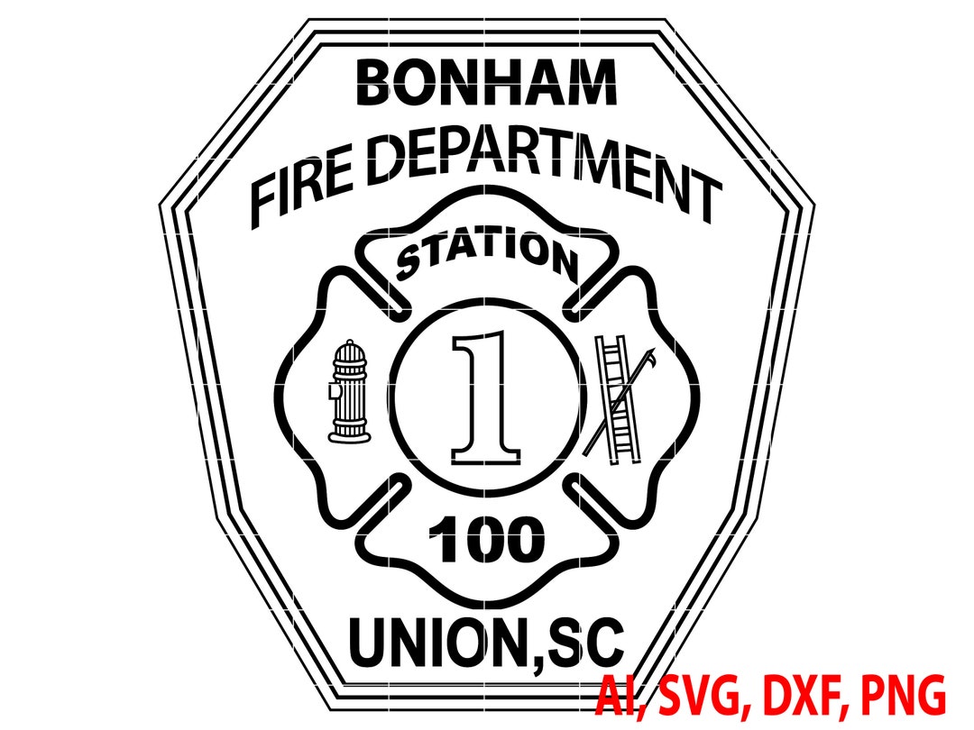 Bonham Fire Department Badge Custom, Ai, Vector, SVG, DXF, PNG, Digital - Etsy