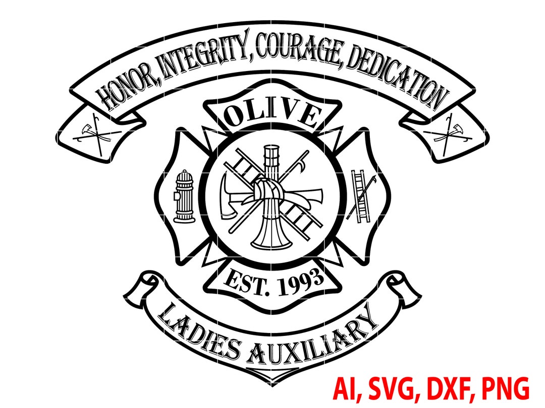 Ladies Auxiliary Fire Badge, Logo, Seal, Custom, Ai, Vector, SVG, DXF ...