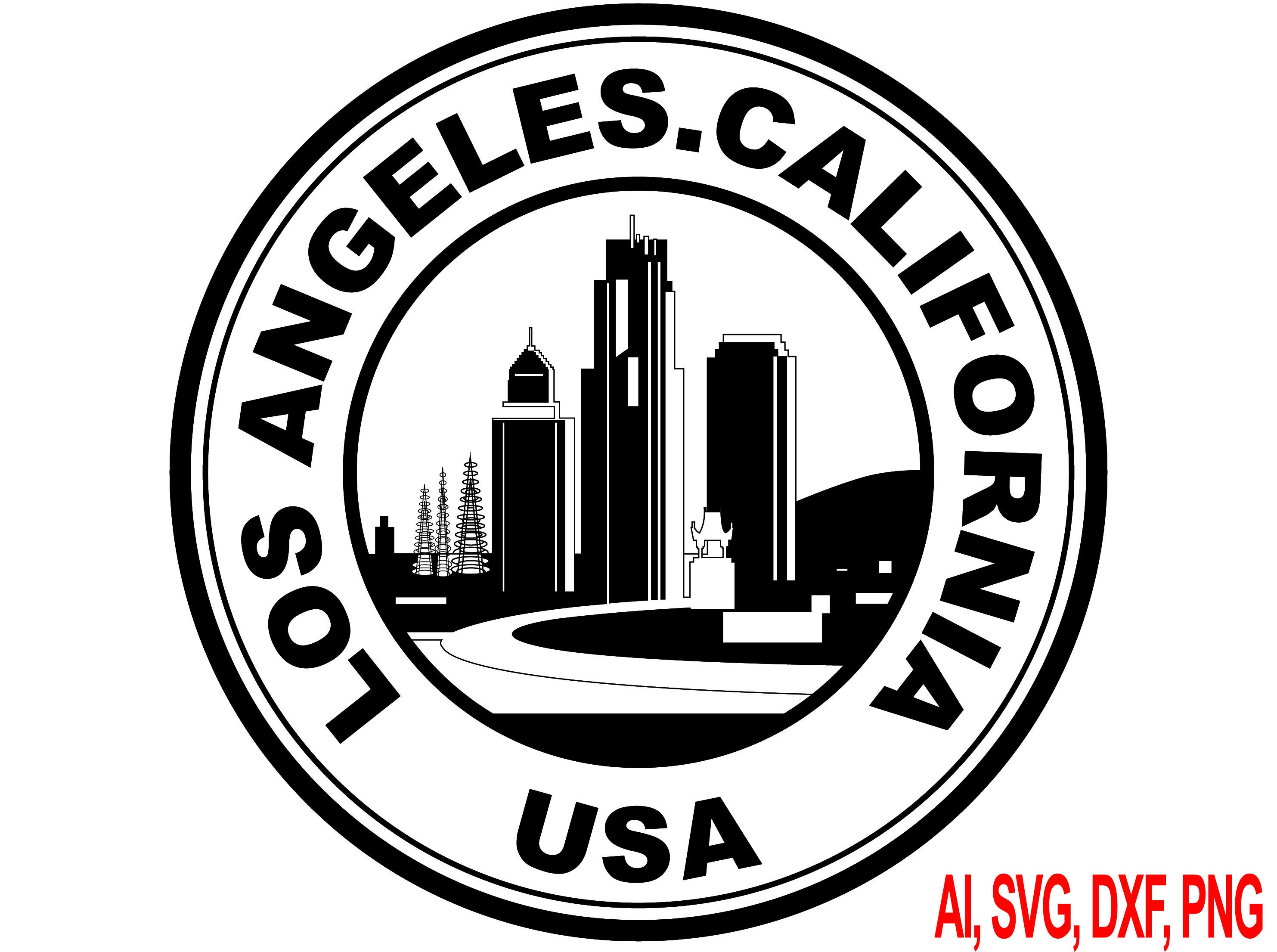 Los Angeles City Vector Art, Ai,svg, DXF, PNG, Digital Files - Etsy