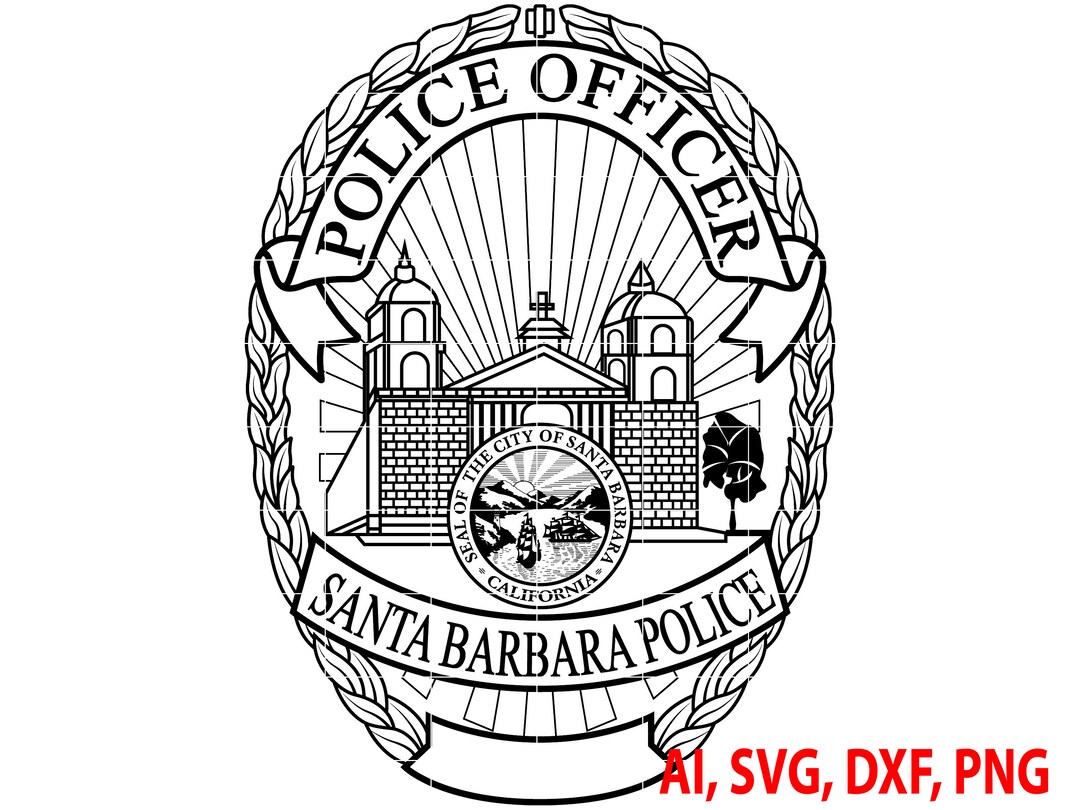 Santa Barbara Police Officer Badge, Logo, Seal, Custom, Ai, Vector, SVG ...