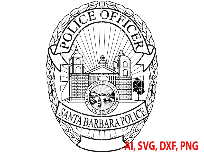Santa Barbara Police Officer Badge Logo Seal Custom Ai - Etsy