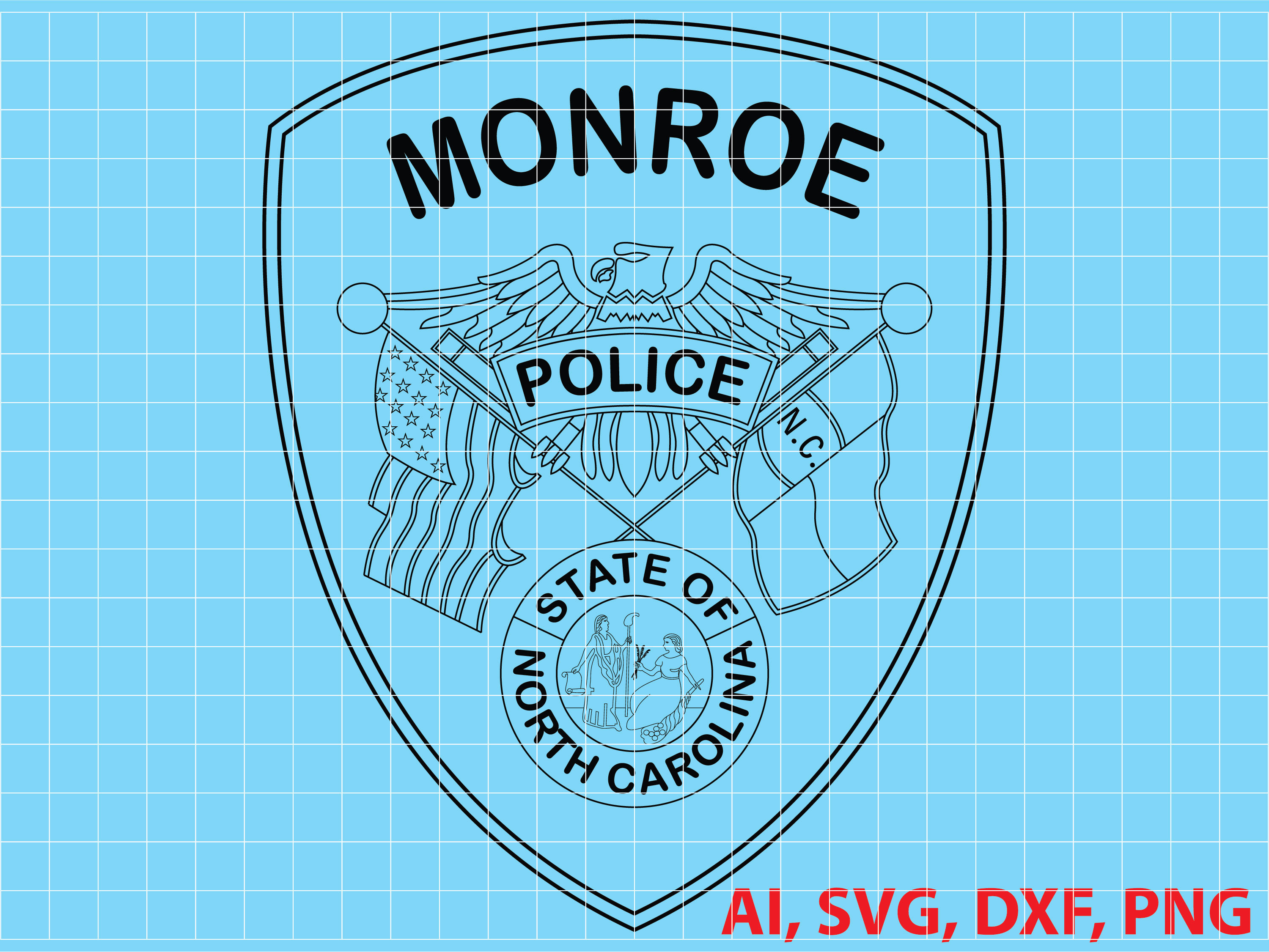 State of North Carolina Monroe Police Logo Seal Badge | Etsy