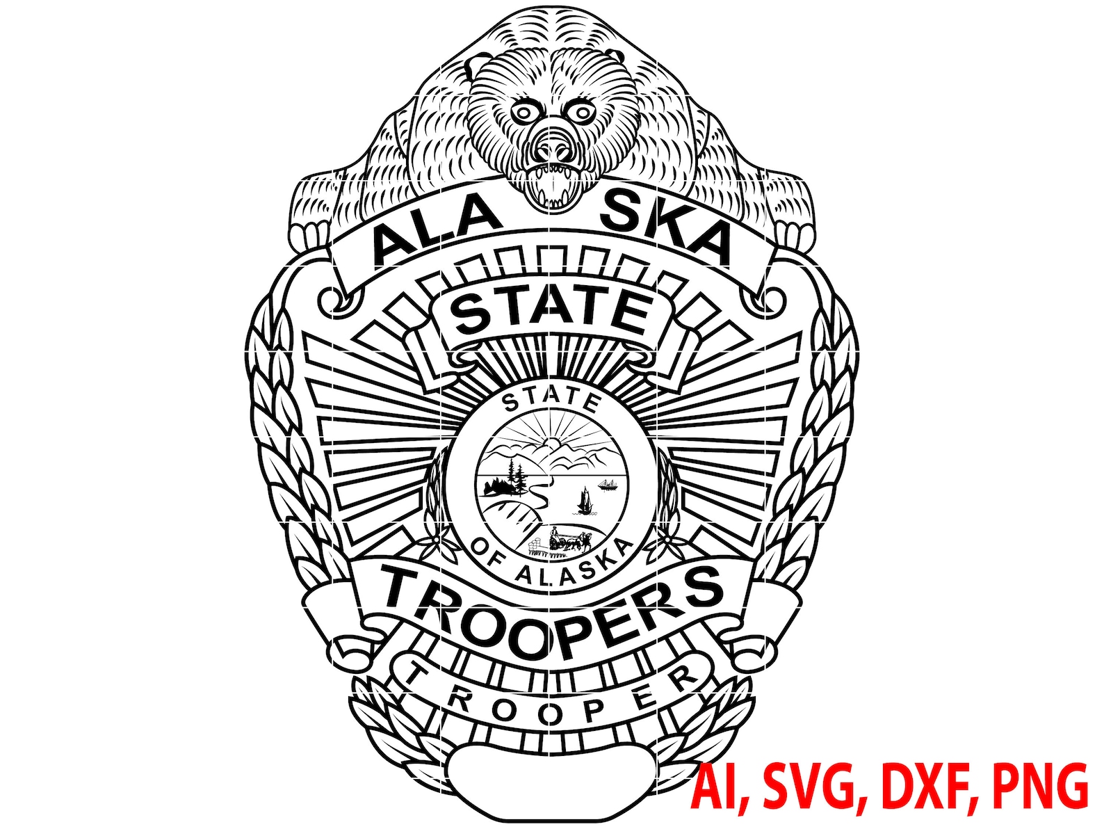 Alaska State Troopers Badge, Logo, Seal, Custom, Ai, Vector, SVG, DXF ...