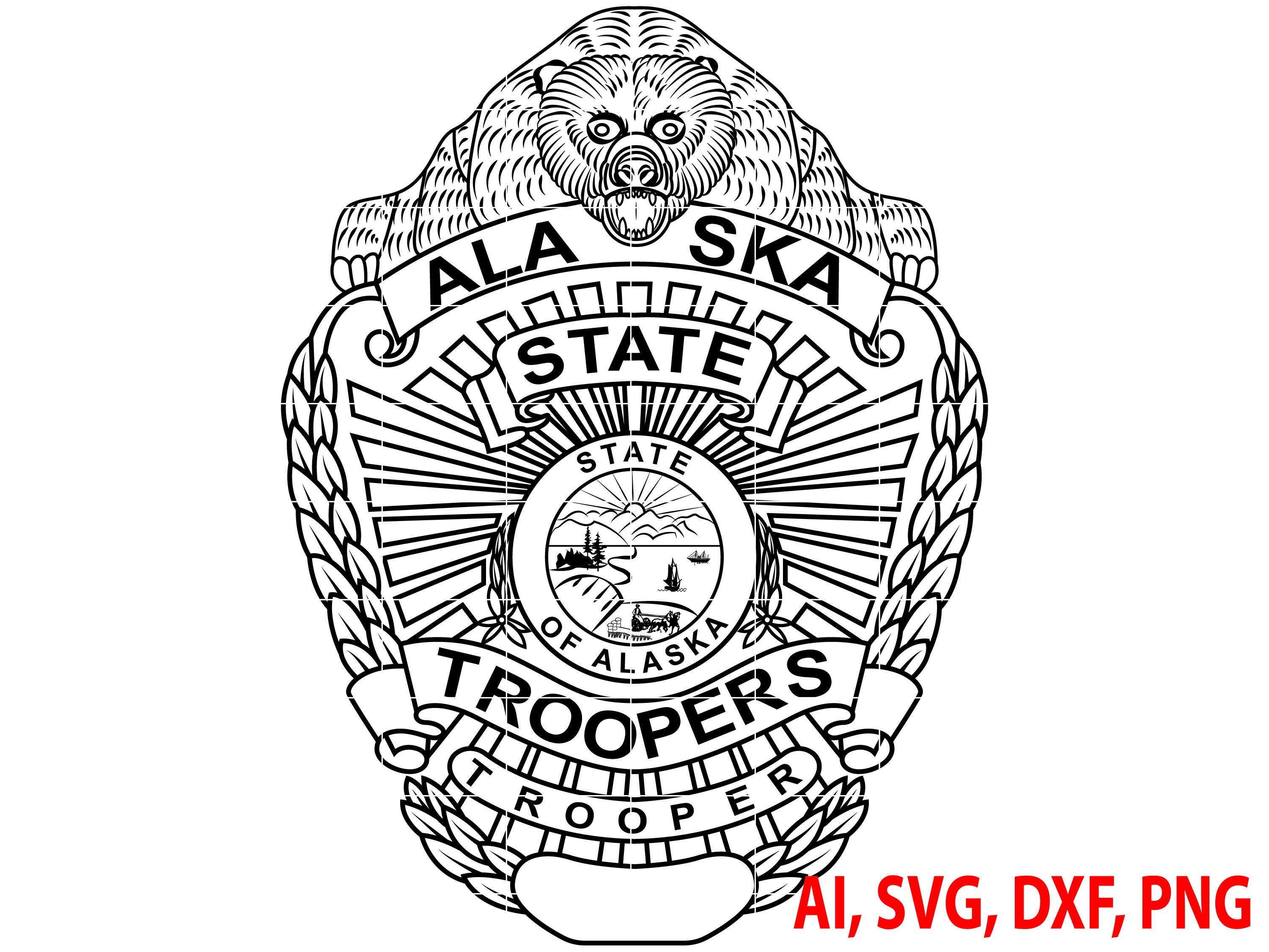 Alaska State Troopers Badge, Logo, Seal, Custom, Ai, Vector, SVG, DXF ...