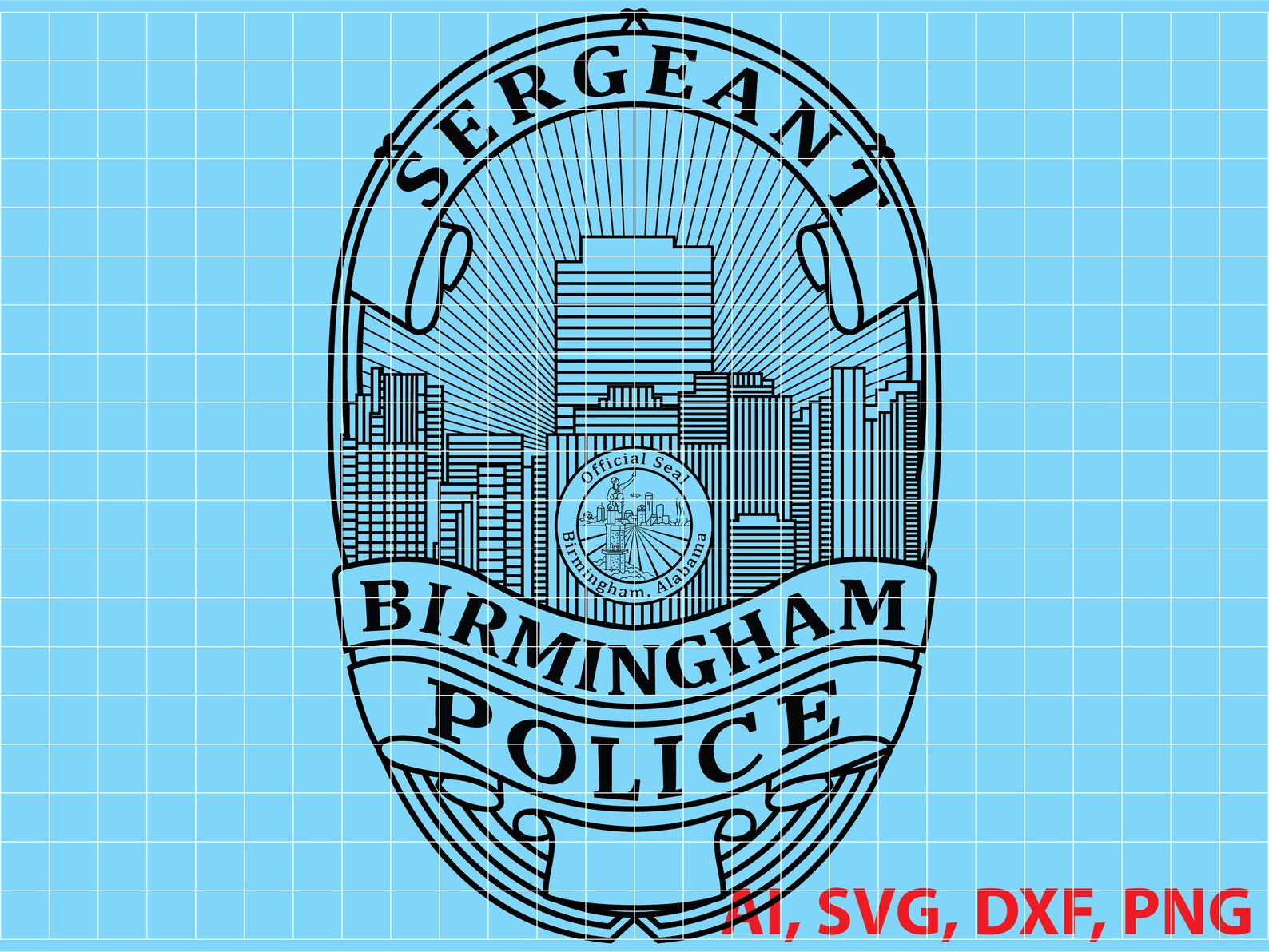Birmingham Alabama Police Sergeant Badge, Logo, Seal, Custom, Ai ...