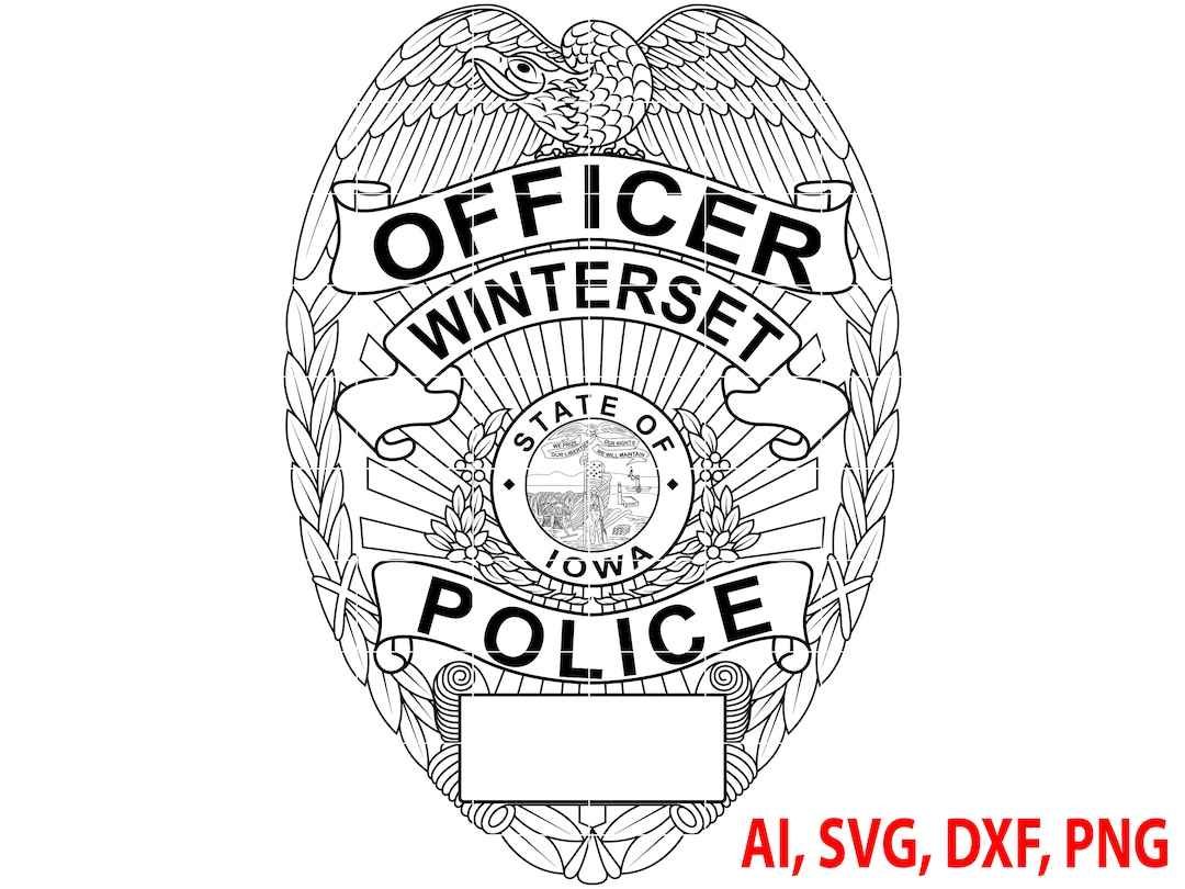 Police Badge, Winterset Police Officer Badge, Logo, Seal, Custom, Ai ...