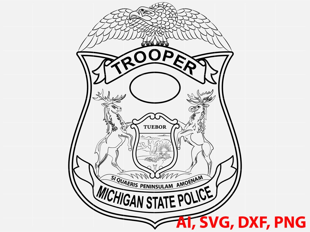 Trooper Michigan State Police Badge, Logo, Seal, Custom, Ai, Vector ...