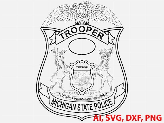 Trooper Michigan State Police Badge Logo Seal Custom Ai - Etsy