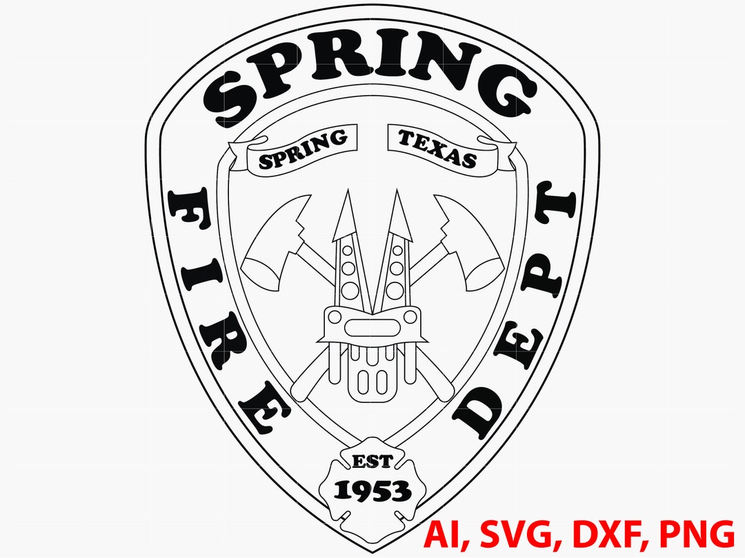 Spring Fire Dept. Badge, Logo, Seal, Custom, Ai, Vector, SVG, DXF, PNG ...