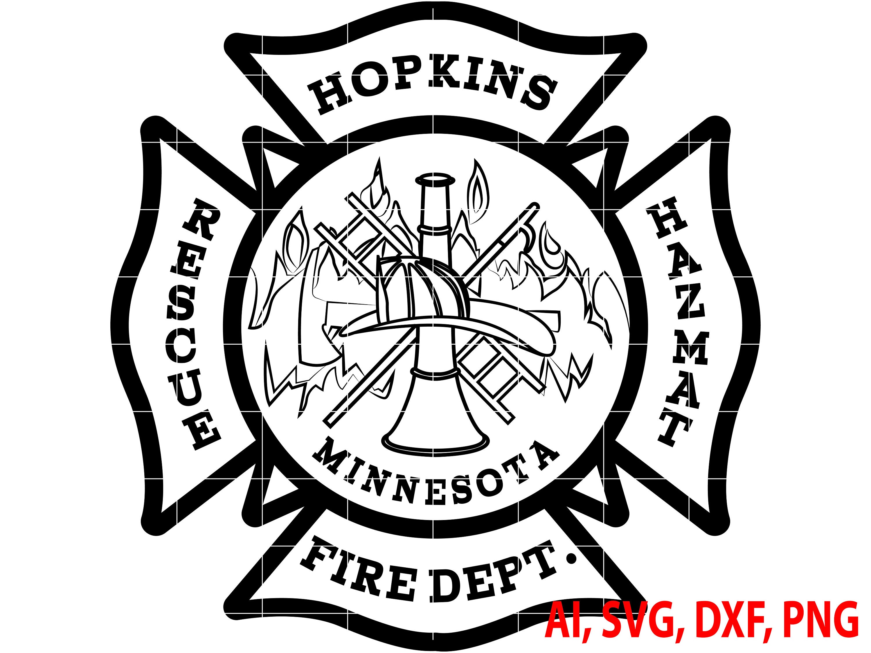 Minnesota Hopking Fire Dept Badge Logo Seal Custom Ai - Etsy