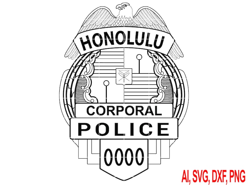 Honolulu Police Corporal Badge Vector File (CNC, Laser, Cricut) - Etsy