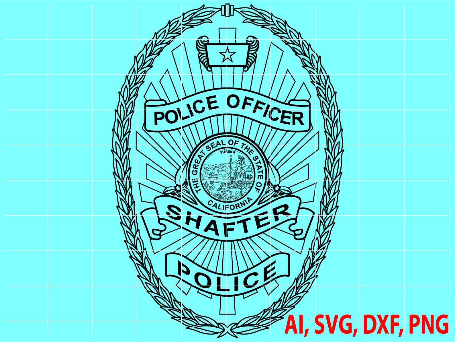Police Badge, State of California Shafter Police Officer Badge, Logo ...