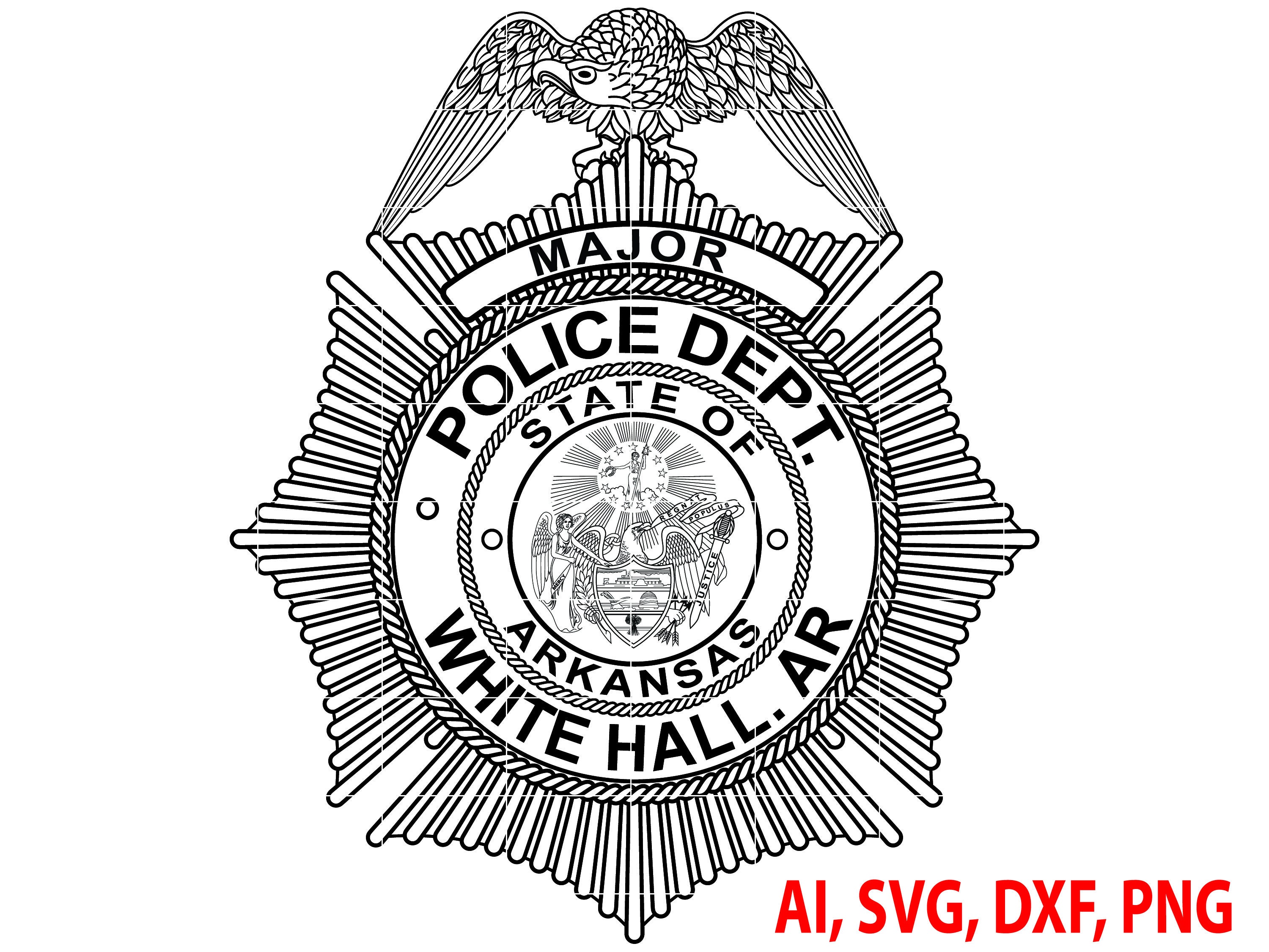 White Hall Arkansas Police Major Badge SVG | Engraving Vector File - Etsy