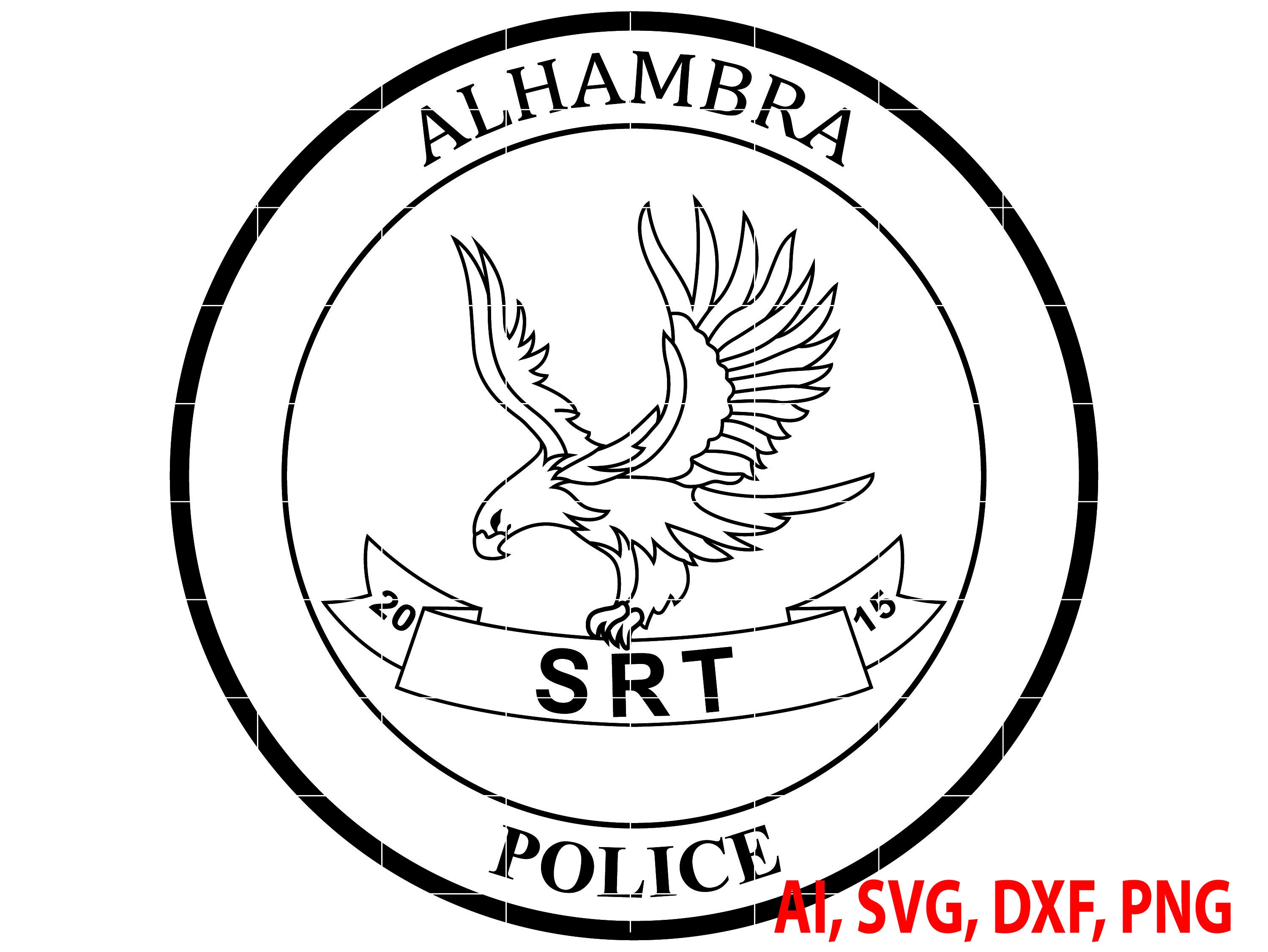 Alhambra Police Badge, Logo, Seal, Custom, Ai, Vector, SVG, DXF, PNG ...