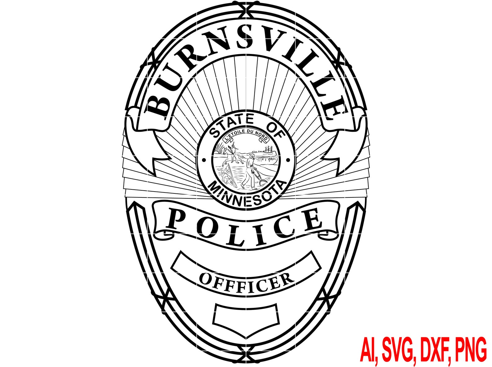 Burnsville Minnesota Police Officer Badge Vector Art, Ai,svg, DXF, PNG ...