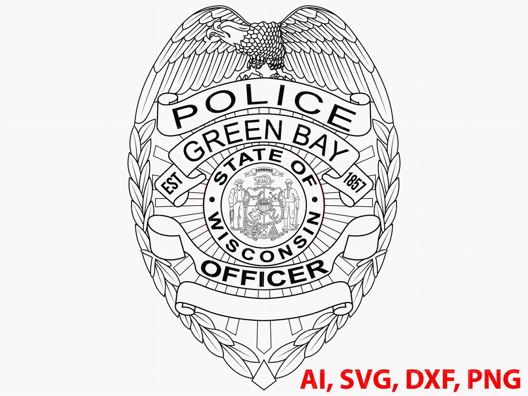 State of Wisconsin Green Bay Police Officer Badge, Logo, Seal, Custom ...
