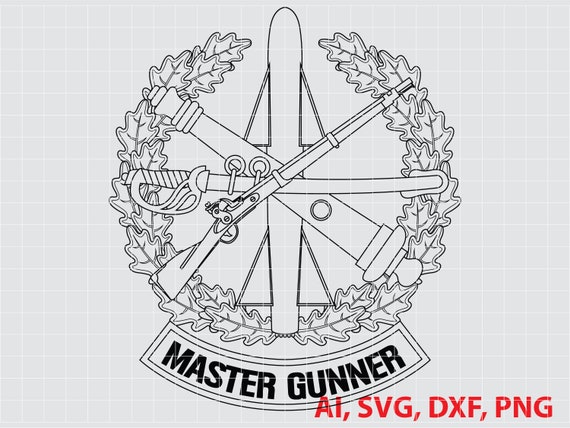 Master Gunner Badge Seal Logo Custom Digital Ai Vector | Etsy