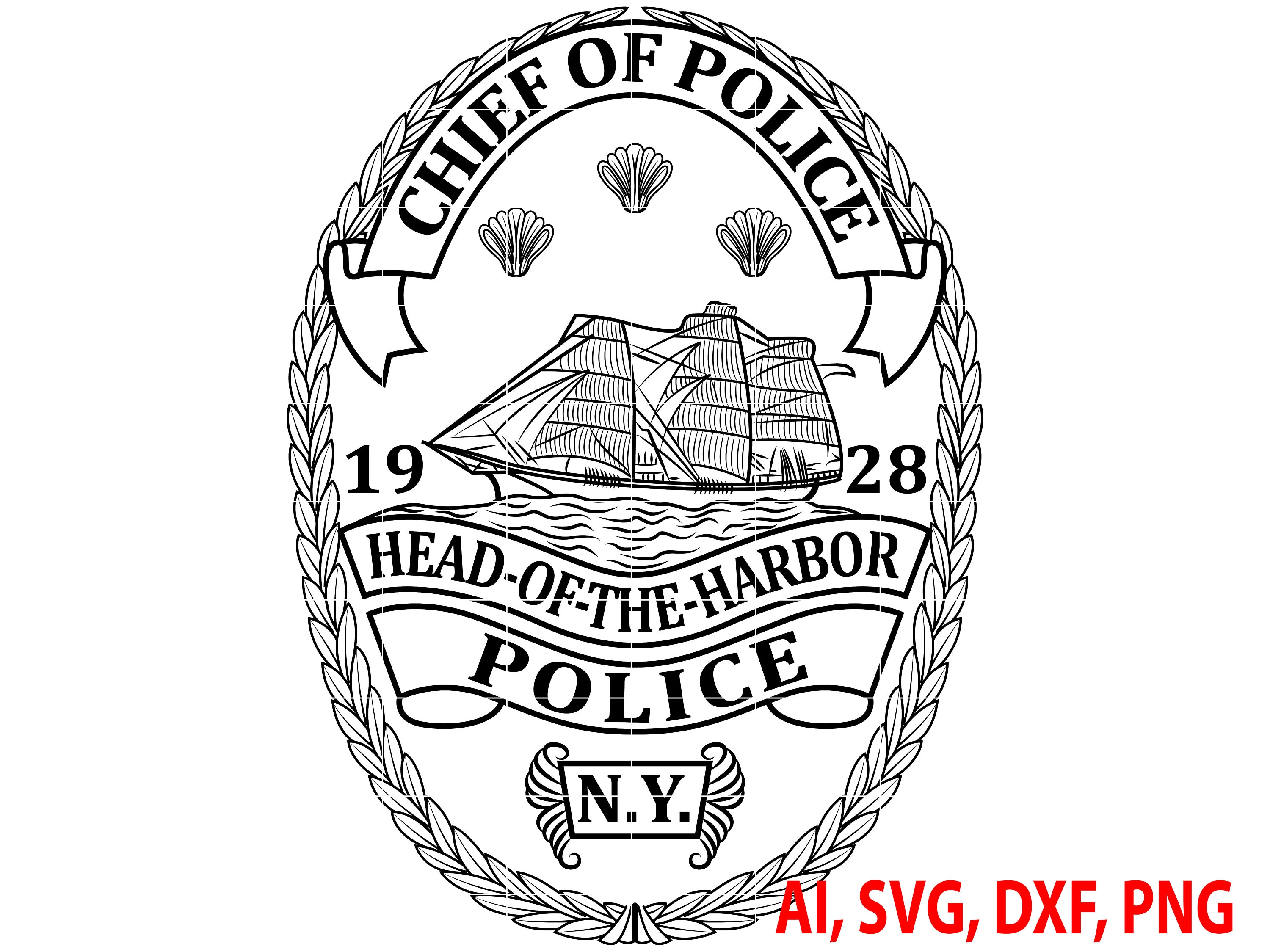 Harbor Police Chief Badge Logo Seal Custom Ai Vector - Etsy