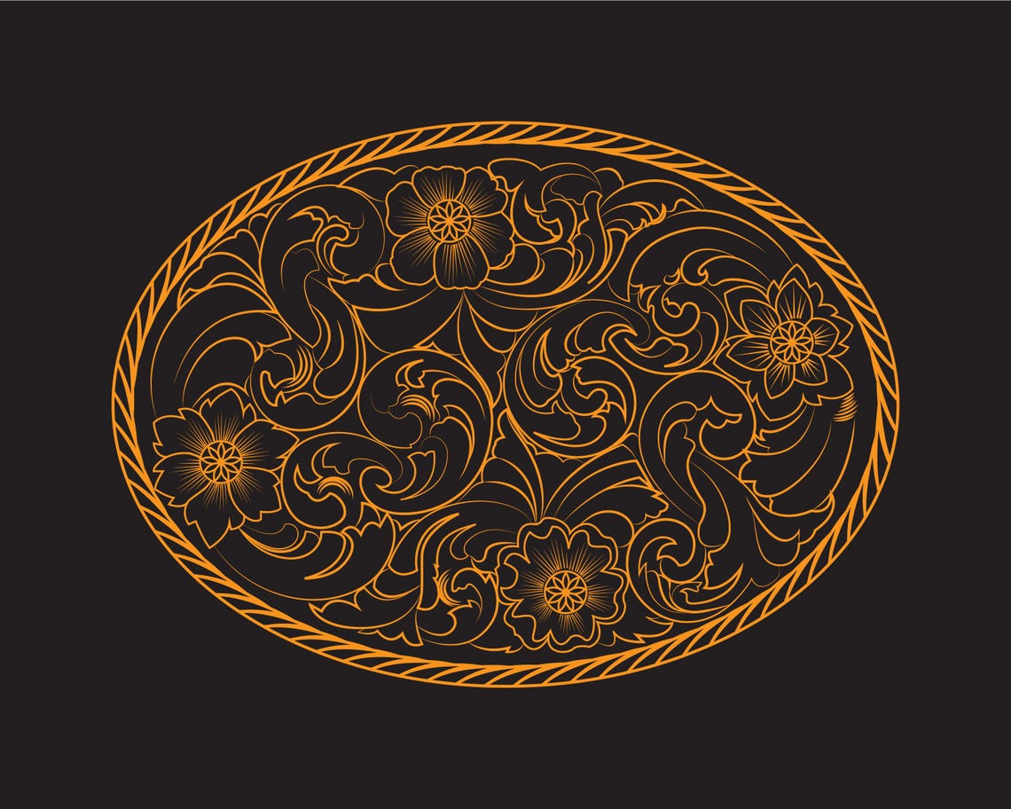 Scrollwork Frame Belt Buckle Engraving File | Western Ornamental Buckle ...