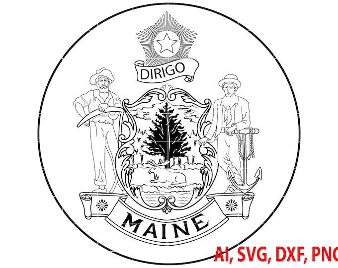 Seal of the State of Maine Badge Logo Seal Custom Ai - Etsy