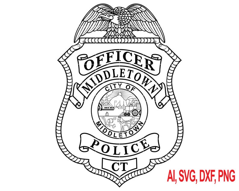 Middletown Police Officer Badge SVG – Connecticut Vector - Etsy Australia