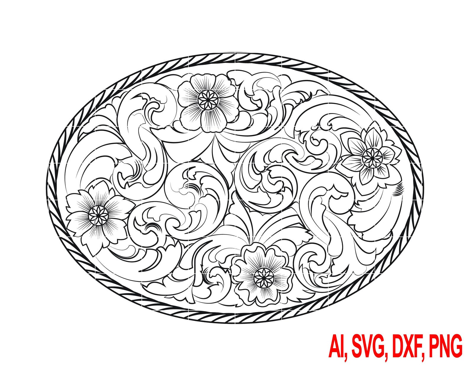 Scrollwork Frame Belt Buckle Engraving File | Western Ornamental Buckle ...