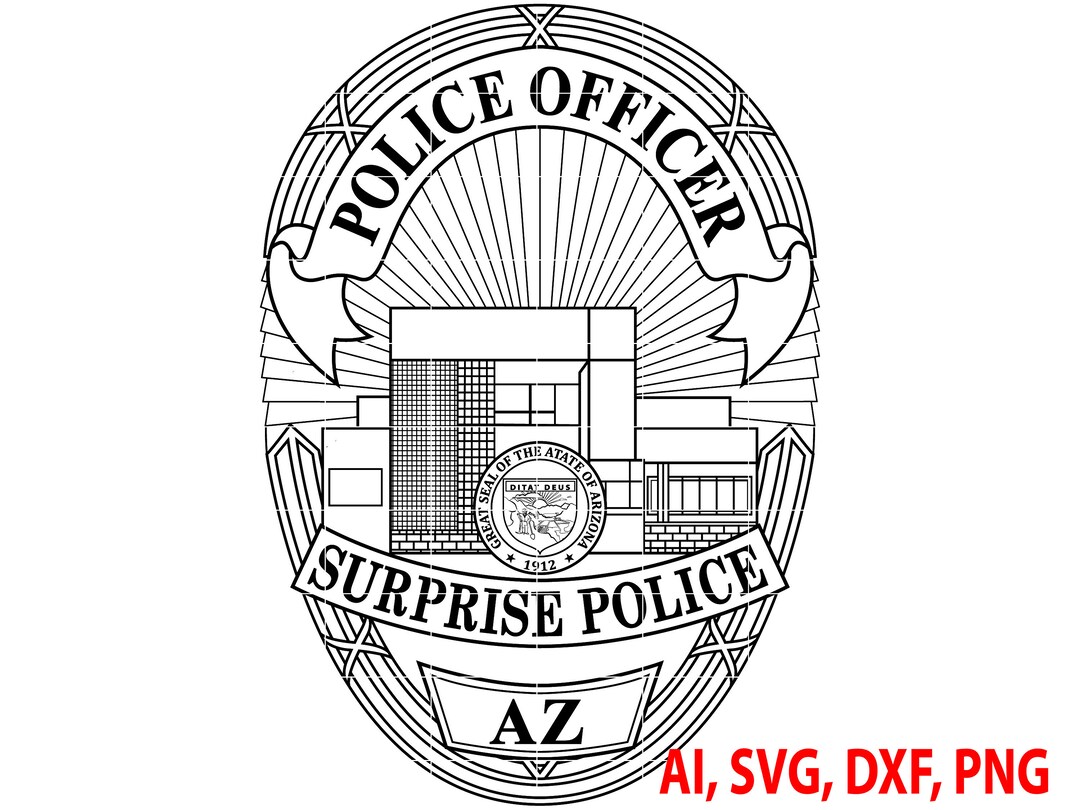 Surprise Police Officer Badge, Logo, Seal, Custom, Ai, Vector, SVG, DXF ...