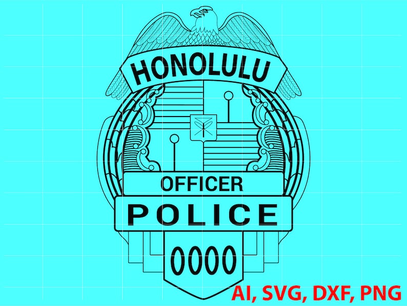 Honolulu Police Officer Badge Logo Seal Custom Ai Vector - Etsy