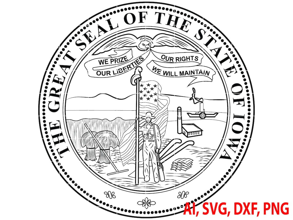 The Great Seal of the State of Iowa Badge, Logo, Seal, Custom, Ai ...