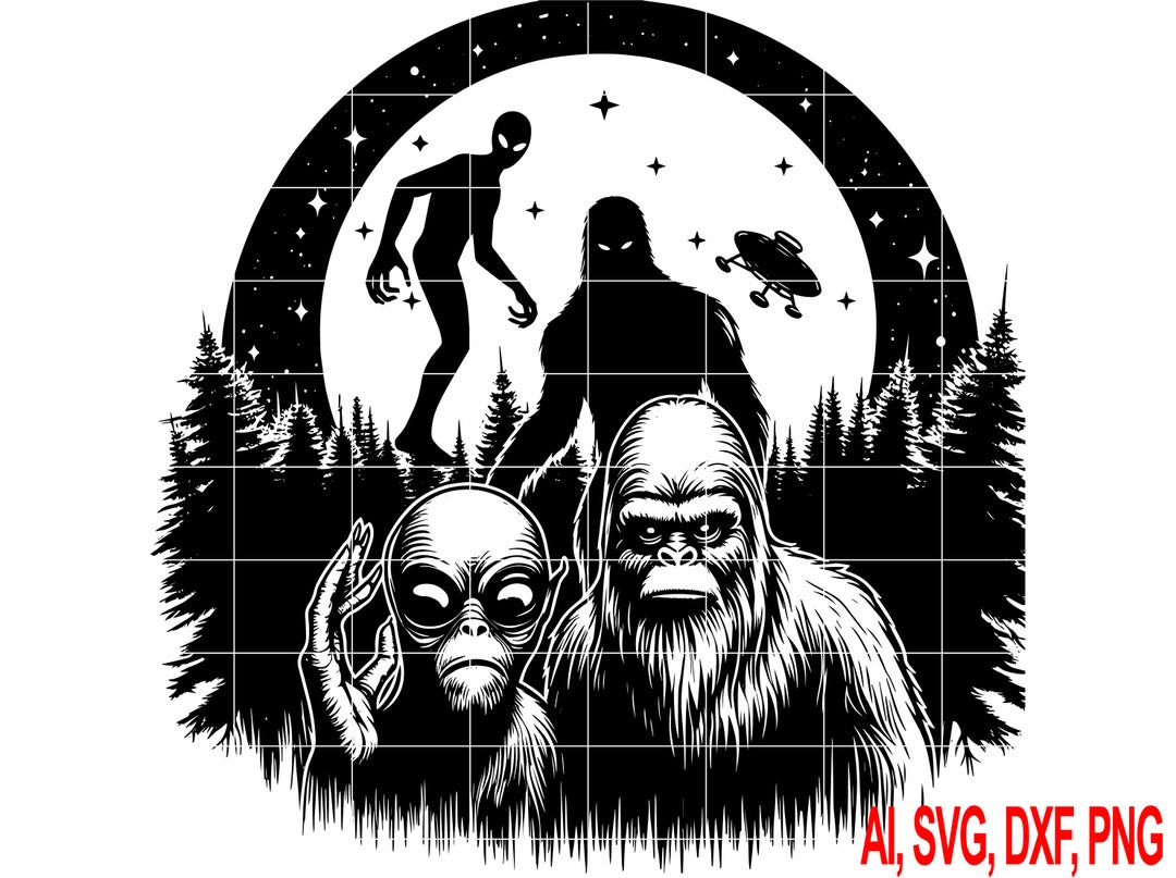 Bigfoot and Alien Svg/dxf/ai/png File for Cricut & Silhouette ...