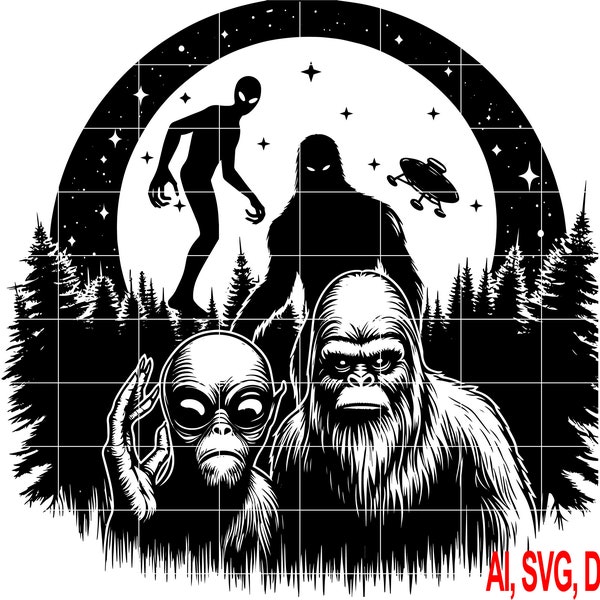 Alien and Bigfoot Svg - Etsy