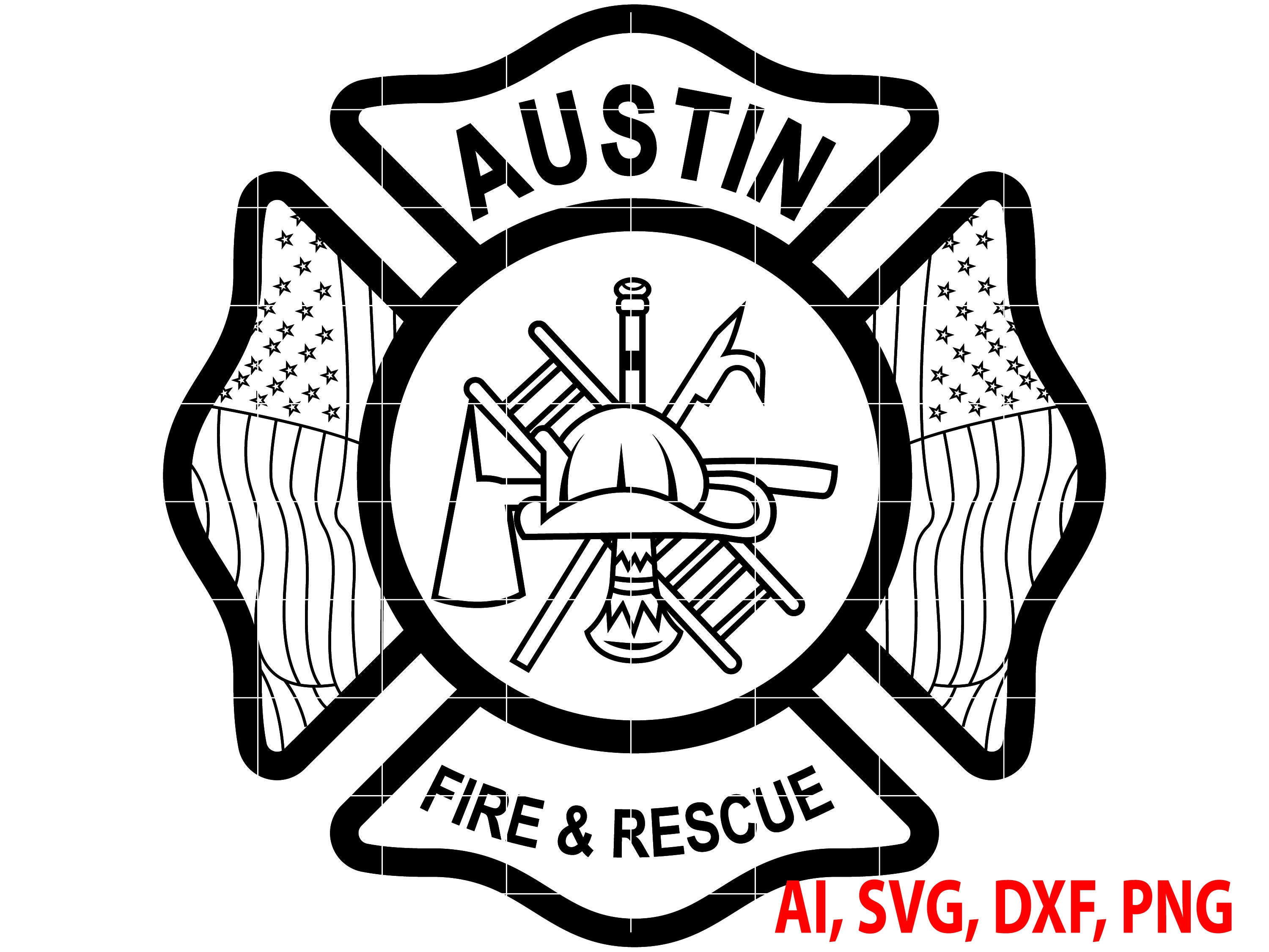 Austin Fire & Rescue Badge Logo Seal Custom Ai Vector - Etsy