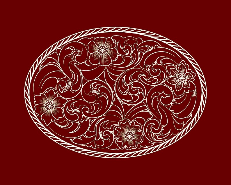 Scrollwork Frame Belt Buckle Engraving File | Western Ornamental Buckle ...