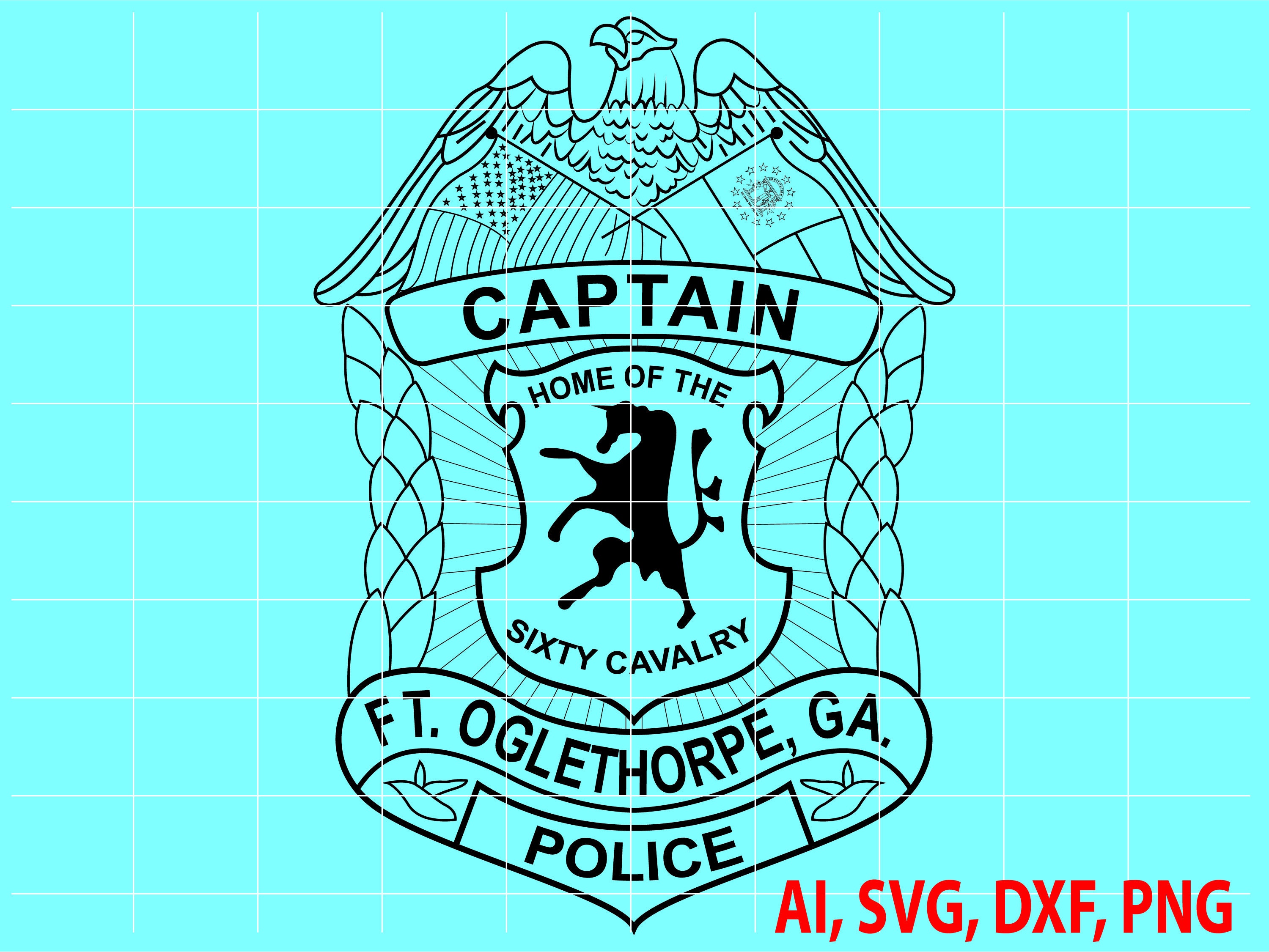 Fort Oglethorpe Police Captain Badge, Logo, Seal, Custom, Ai, Vector ...