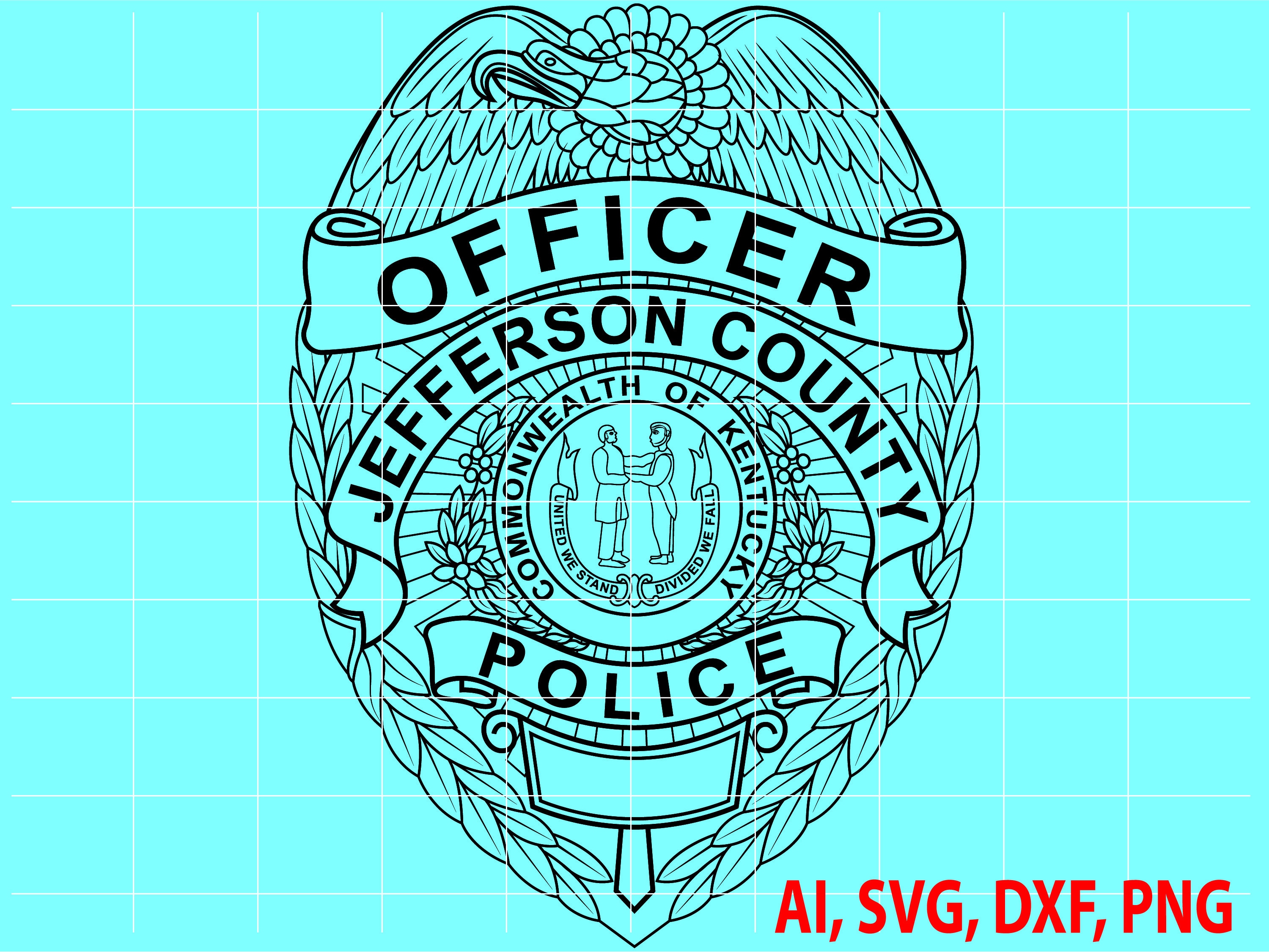 Jefferson County Police Officer Badge, Logo, Seal, Custom, Ai, Vector ...