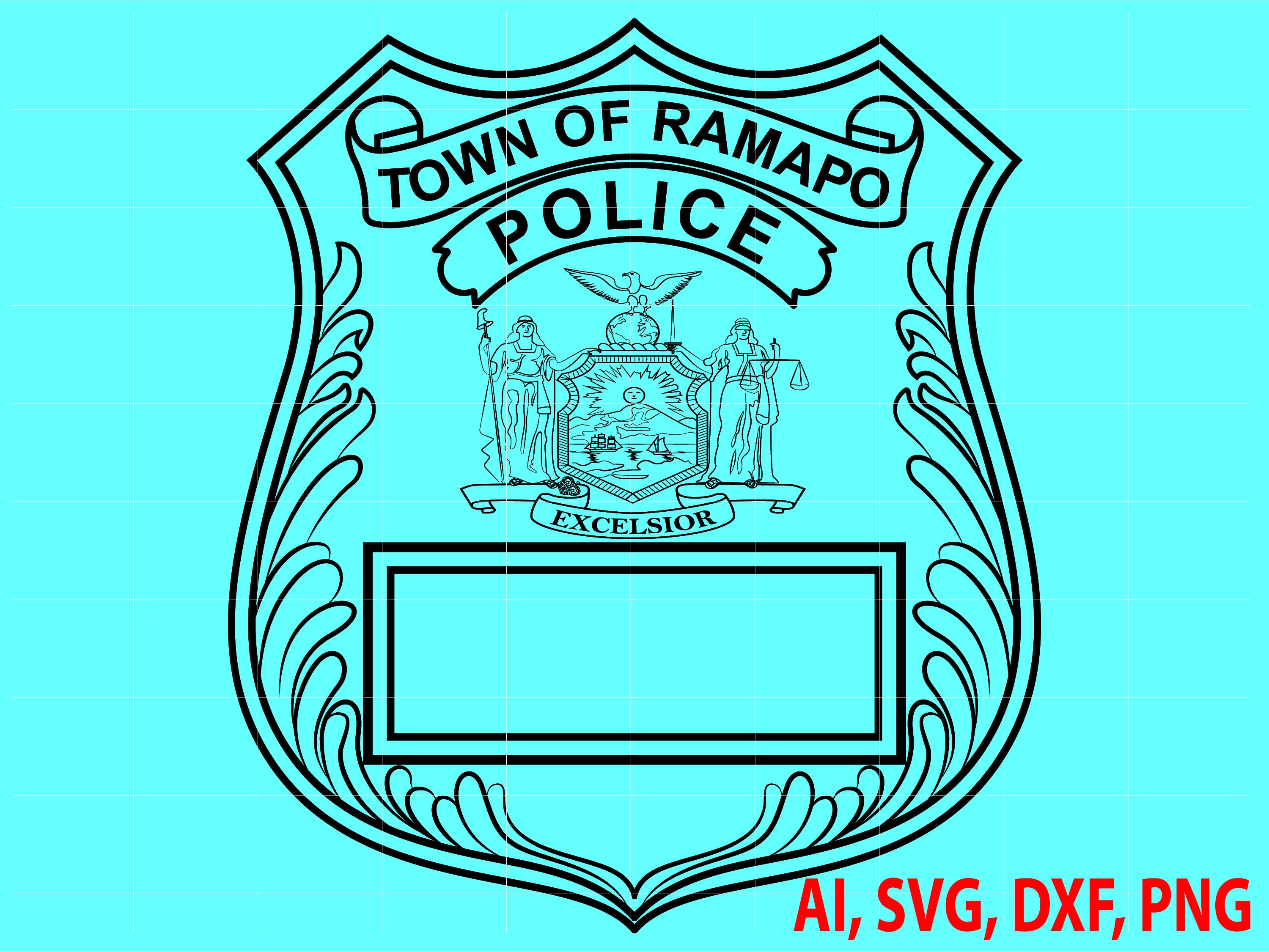 Town of Ramapo Police Badge, Logo, Seal, Custom, Ai, Vector, SVG, DXF ...